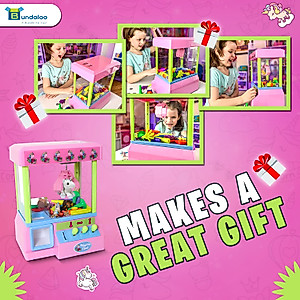 Bundaloo Claw Machine Arcade Game with Sound, Unicorn Themed Mini Candy Grabber Prize Dispenser Vending Toy for Kids, Boys & Girls