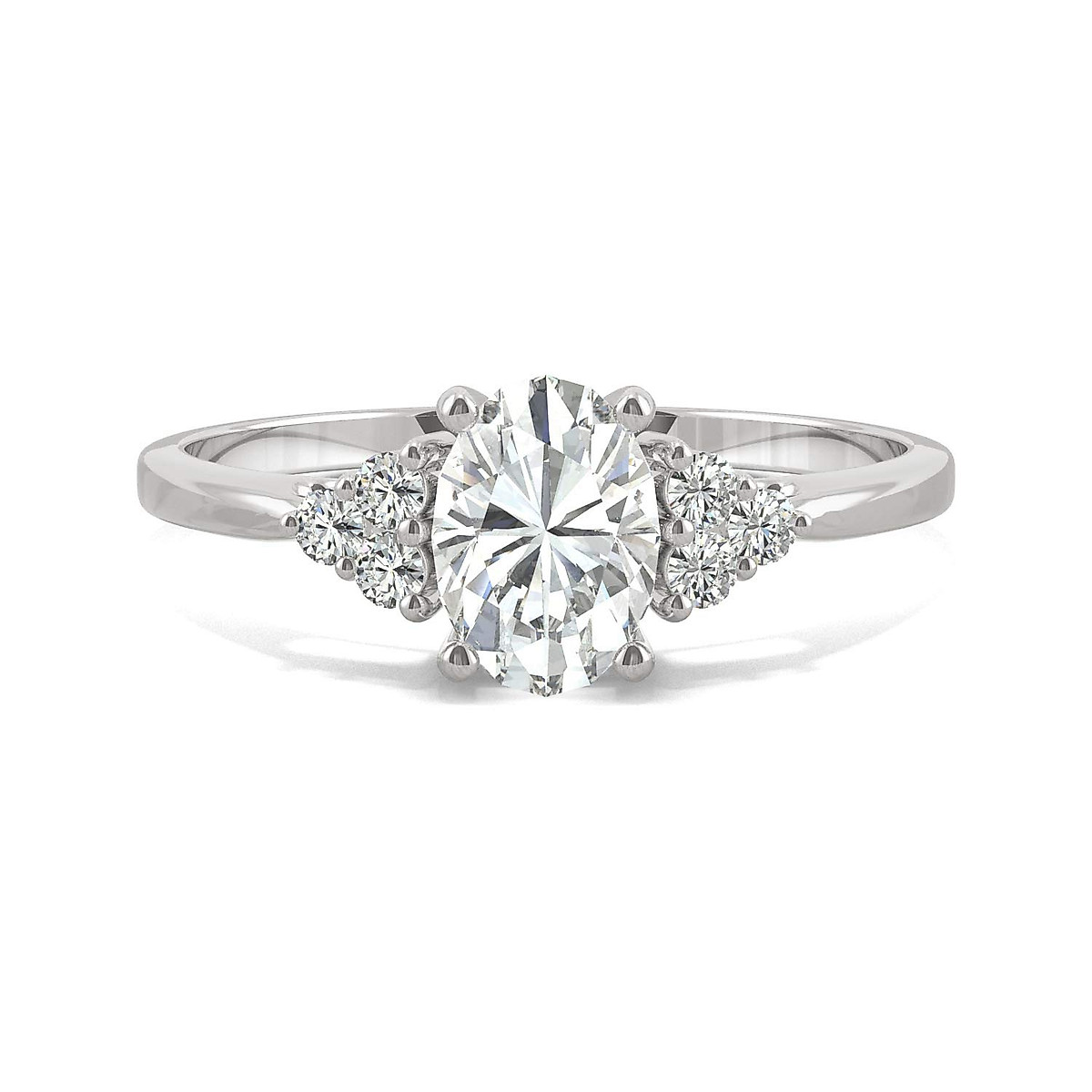 Charles & Colvard 14K White Gold Moissanite 7x5mm Oval Engagement Ring-size 7.5 1.02cttw DEW
