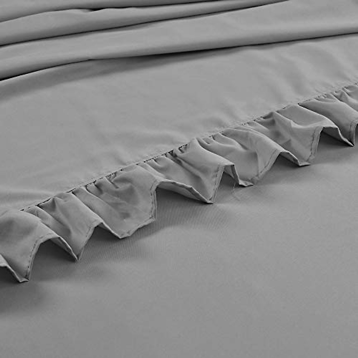 Lush Decor Reyna 4 Piece Ruffle Sheet Set, King, Dark Gray
