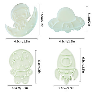 KALAIEN Space Cake Mold Cookie Cutter Rocket Mold Fondant Stamper Set, Biscuit Cake Baking Mold for Party Supplies Small Set of 4