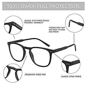 BLUEMOKY Reading Glasses for Women Men, Blue Light Blocking Glasses 2 Pack, Computer Readers, Spring Hinge(0.00x)