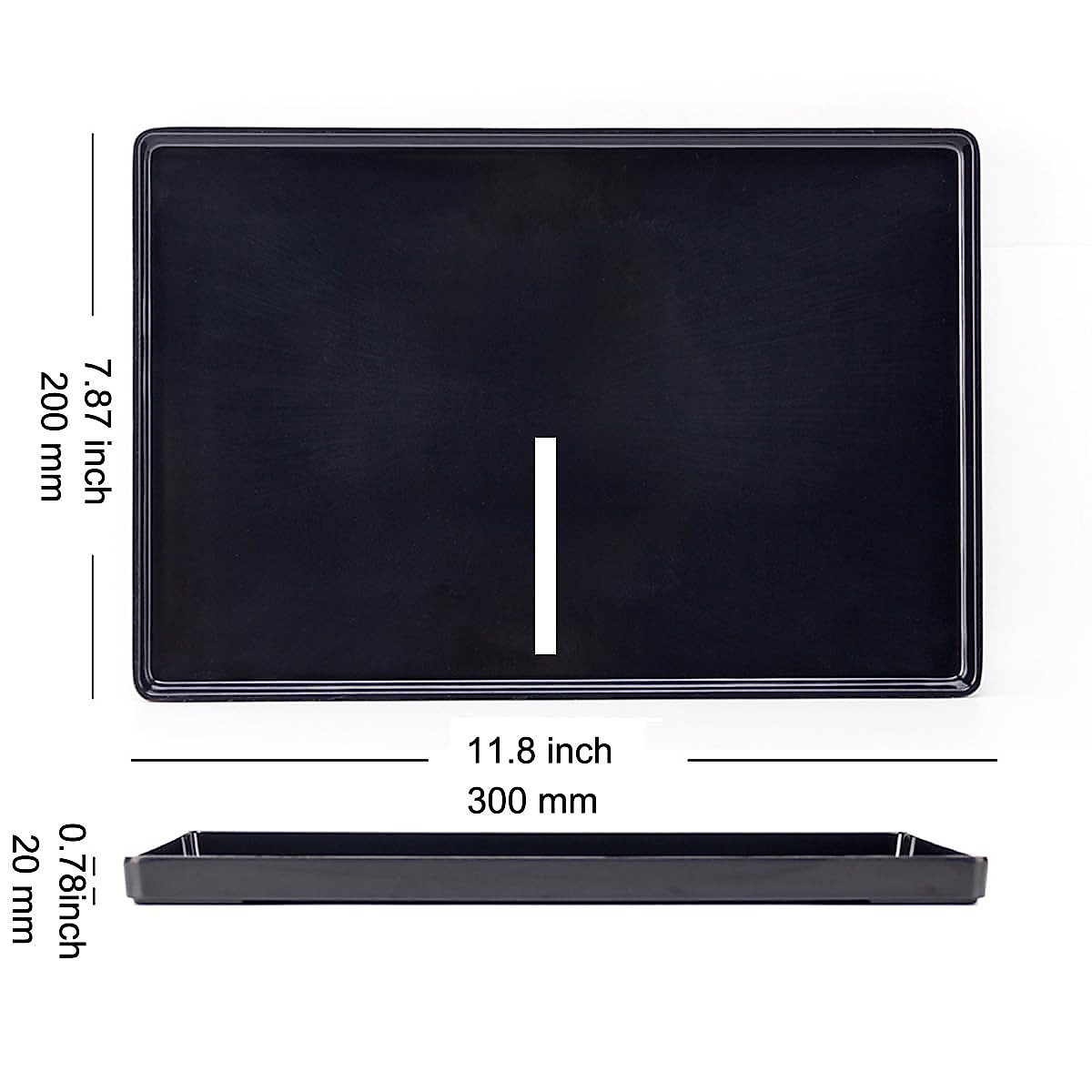 Acrylic Collection Serving Trays& Platter for Kitchen,Beverage,Drink,Food or Bathroom,YAT-08410,Black (L30xW20x2cm)