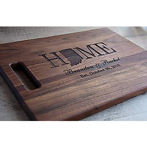Personalized Laser Engraved Wood Cutting Board With State Shape Design