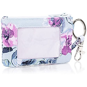 Vera Bradley Women's Recycled Lighten Up Reactive Zip ID Case and Lanyard Combo, Fresh-Cut Bouquet, One Size