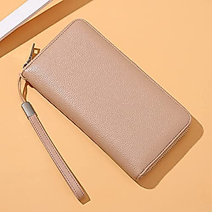 Mitsoly Womens Wallet RFID Blocking Leather Long Purse Zip Around Coin Large Capacity Wristlet 18 Card Slots|Checkbook Organizer for Women