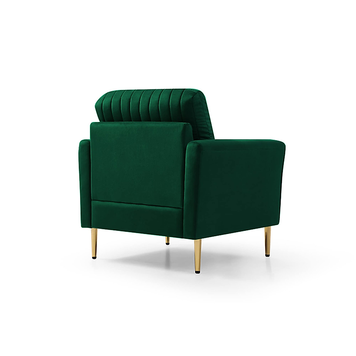 anwickjeff Modern Velvet Accent Chair, Green, Soft Velvet Sofa Couch Chair with Gold Metal Legs, Adjustable Backrest Pillow, Comfortable Club Armchair for Living Room, Office, Reading