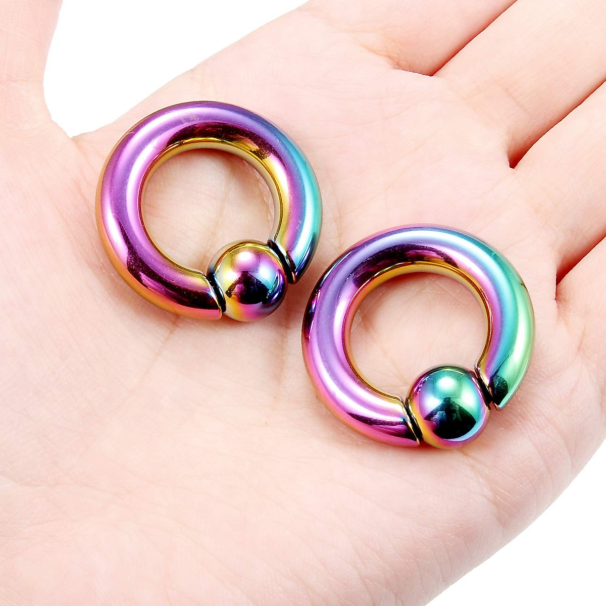 Ftovosyo PA Rings Captive Bead Rings Spring Action CBR Monster Screwball Rings Large Septum Ring Ear Gauges Earrings 2G 6mm 316L Surgical Steel Pierced Body Jewelry for Women Men 5/8"