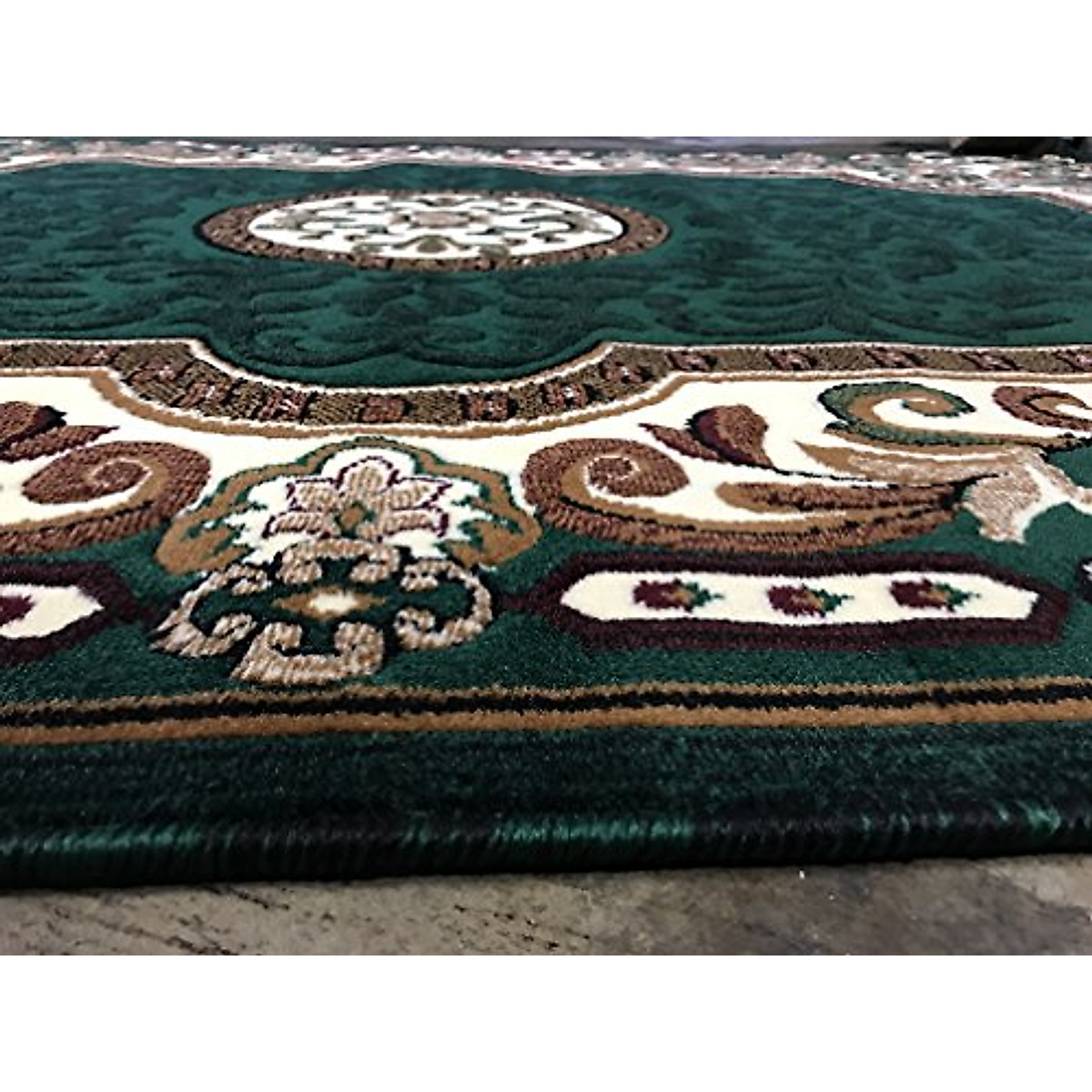 Kingdom Traditional Area Rug Hunter Dark Green Persian Design D123 (8 Feet X 10 Feet)