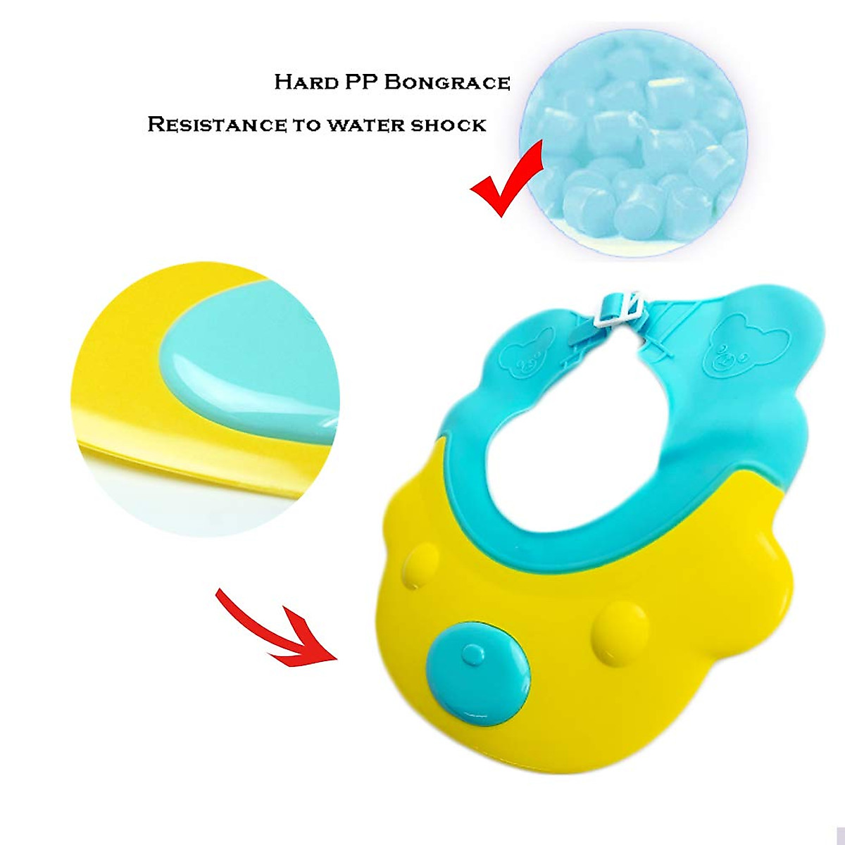 JenniferBaby Baby Toddler Kid Bath Cap,Bath Hat,Shower Cap,Bathing Protection for Showers Bathtub Sun Bathing, Hair Cutting/Trimming with Adjustable Strap (fits 14-23'' Head Circumference)