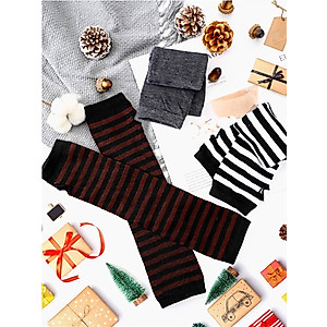 Geyoga 6 Pairs Women Long Fingerless Gloves Winter Knitted Wrist Arm Warmers Stretchy Thumb Hole Gloves Gift