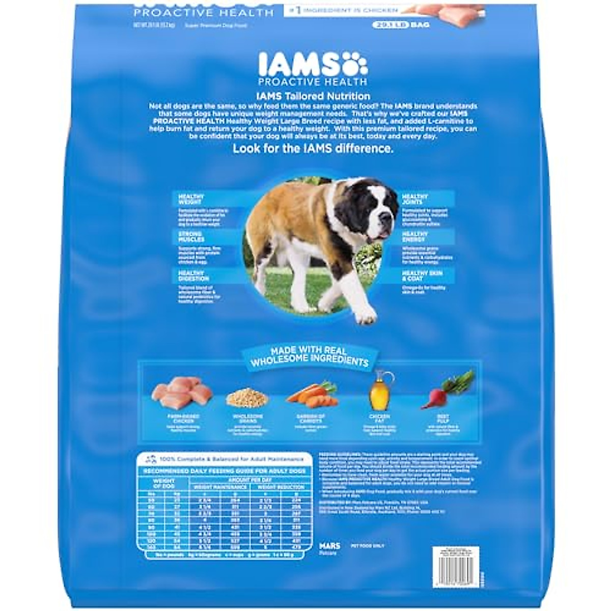 IAMS Proactive Health Healthy Weight Control Large Breed Adult Dry Dog Food with Real Chicken, 29.1 lb. Bag