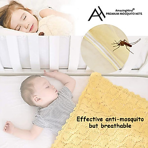 AmazingHind Mosquito Insect Net for Crib, Cot Bed with Zipper - Crib Climbing Prevention & Pet Barrier - Color: Peach (Crib Net)