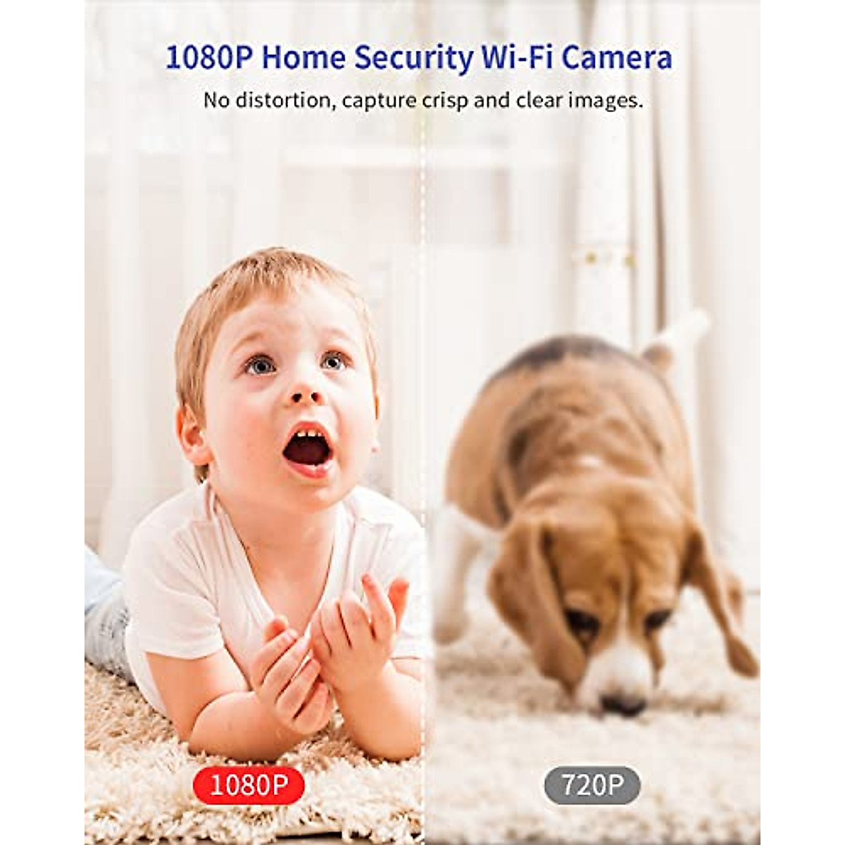 ZJX WiFi Camera Indoor, Pet Camera with Phone APP, 1080P Home Security Cam for Dog/Cat/Baby/Elder/Nanny, 2-Way Talk, Motion Tracking, Motion and Sound Detection, Compatible with Alexa White IC-03