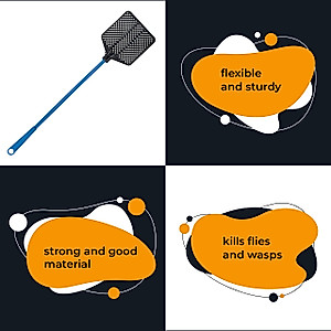 OFXDD Rubber Fly Swatter, Long Fly Swatter Pack, Fly Swatter Heavy Duty, Red and Green Colors (3 Pack)