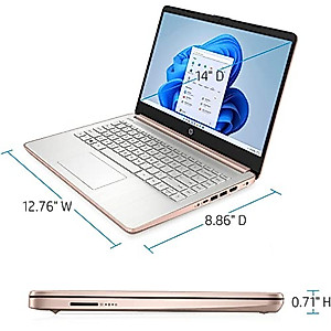 HP Newest 14" Ultral Light Student Laptop, Intel N4120 Quad-Core(> N4020), 8GB RAM, 192GB Storage(64GB eMMC+128GBSD Card), One Year Office 365, WiFi, Webcam, HDMI, USB-A&C, Win 11