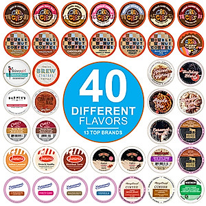 Crazy Cups Flavored Coffee Pods Variety Pack for Keurig K Cups Brewers, Assorted Flavored Coffee Sampler, 40 Count