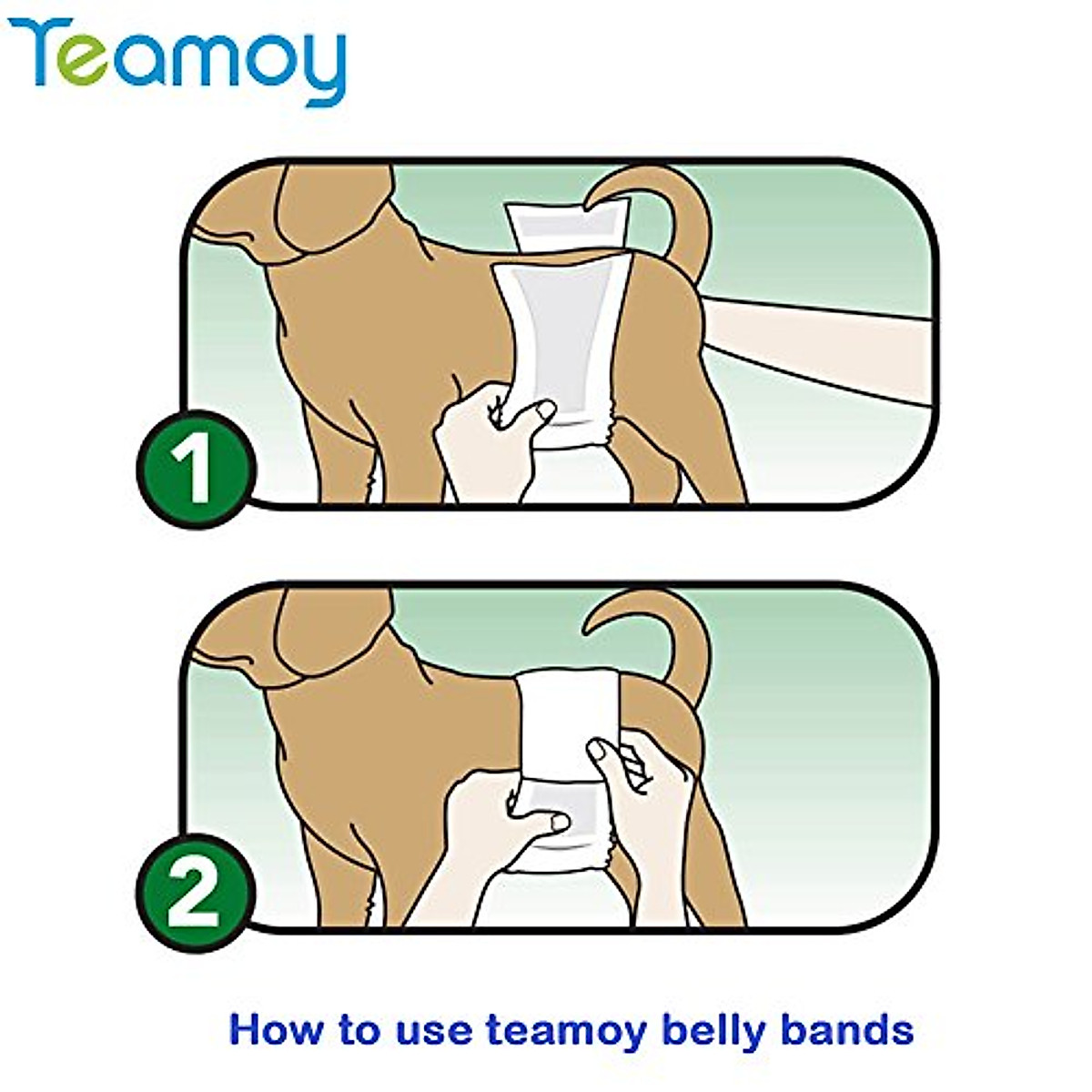 Teamoy Reusable Wrap Diapers for Male Dogs, Washable Puppy Belly Band Pack of 3 (M, 13"-16" Waist, Black+ Gray+ Lake Blue)