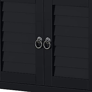 XD Designs Retro Style Sideboard Console Table, Free Standing Kitchen Storage Buffet Server Cabinet, 45 Table Sofa 6 Drawers, 1 Cabinets and Bottom Shelf (Black + MDF), 45.28Wx14.96Dx34.02H