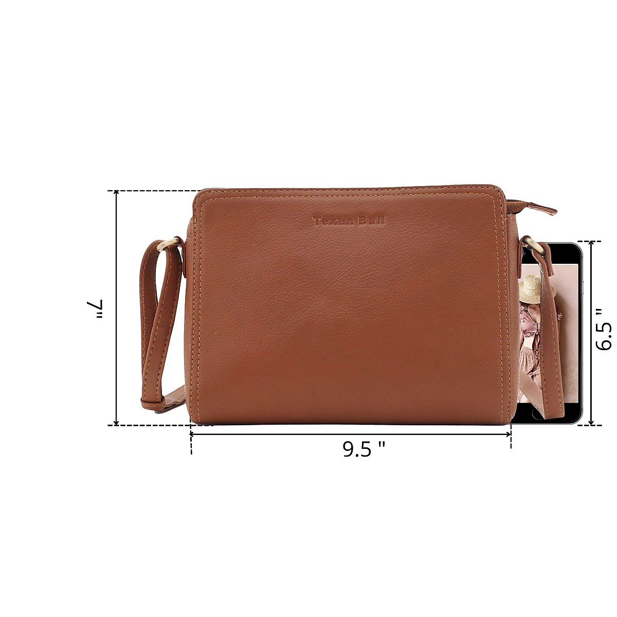 Texan Bull Leather Crossbody Bags For Women- Small Crossover Crossbody Bag With Shoulder Sling Adjustable Strap Womens Purses Purses And Handbags (Tan)