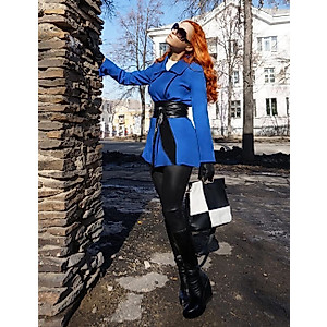 Earnda Womens Fashion Obi Belt Wrap Wide Cinch for Dress Solid Color Belts Black Large