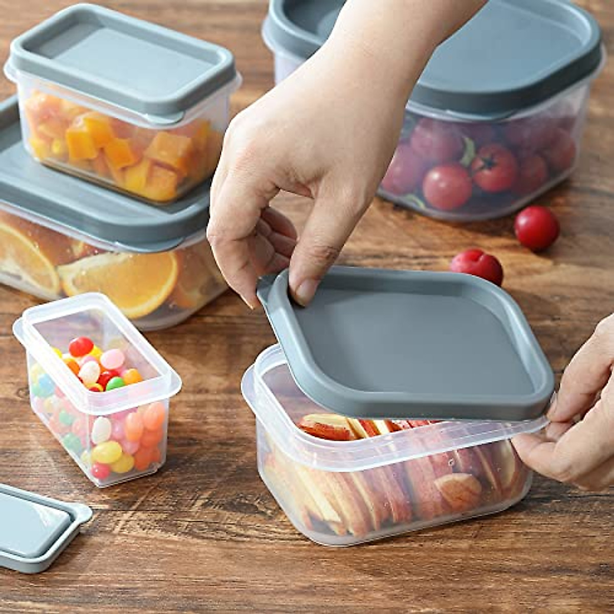JJOO 10PCS Food Storage Containers with Lids (5 containers + 5 Lids), Reusable Meal Prep Container, Airtight Plastic freezer Containers for Pantry, Microwave and Dishwasher Safe, Grey