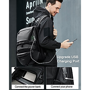 FENRUIEN 17 Inch Large Laptop Backpack, 2 Sets - Premium Casual Day Pack Bundled With Crossbody Bag, Unique Modern USB Casual Backpack