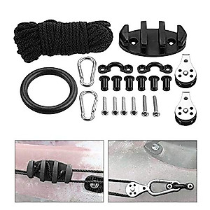 ISURE MARINE Kayak Canoe Anchor Trolley Kit Eyes Wellnuts Screws Kayak Accessories Zig Zag Cleat Rigging Ring Pulleys DIY Boat 30 Feet Rope
