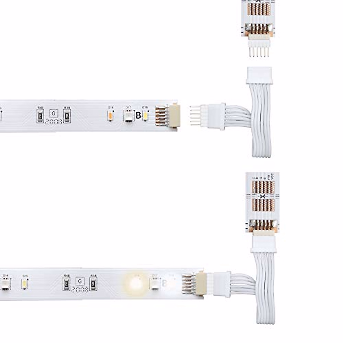 Litcessory Flexible Corner Connector/Extension Cable for Philips Hue Lightstrip Plus (2in, 4 Pack, White - Micro 6-PIN V4)
