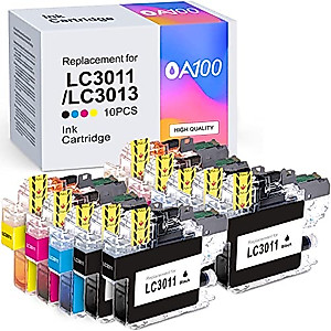 OA100 Compatible Ink Cartridges Replacement for Brother LC3011 LC3013 LC 3013 for MFC-J497DW MFC-J491DW MFC-J690DW MFC-J898DW Printer (Black Cyan Magenta Yellow, 10 Pack)