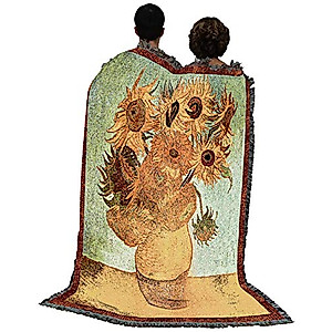 Pure Country Weavers Vase with Twelve Sunflowers Blanket by Vincent Van Gogh - Fine Art Gift Tapestry Throw Woven from Cotton - Made in The USA (72x54)