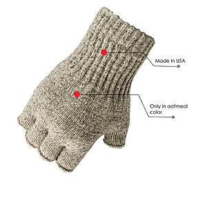 Illinois Glove Company Fingerless Ragg Wool Gloves Made in the USA Style 351 (Small)