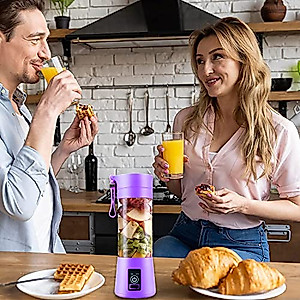 Portable Blender, Personal Sizes Juice Blenders Shake, Mini Smoothie Jucier Blender Cups for Shakes and Smoothies, Electric USB Rechargeable Juicer Machine, Portable Smoothie Maker Blender Jet with 6 Blades(Purple)