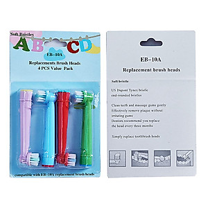 Kids Toothbrush Replacement Heads for Oral-B, Extra-Soft Bristles, Fits Both Electric and Battery for Oral-B Braun Brushes, Except Vitality Sonic, CrossActino Power, Sonic Complete, Pulsonics, EB-10A