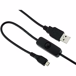 JacobsParts 3A Micro USB Cable On/Off Power Button Switch Raspberry Pi & Phone Charging