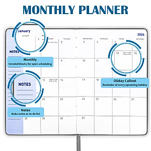 2024-2025 Leather Planner Weekly and Monthly,18 Months Calendar book,2024 Academic Planner From Jan. 2024 - Jun. 2025,2024 Appointment Book,Daily Agenda,Yearly Teachers Planner(5.7 X 8.3" Grey)