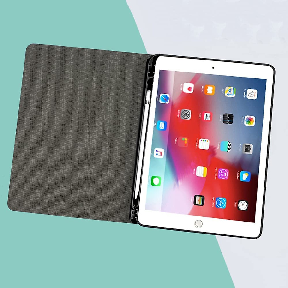 Wugao iPad Pro 12.9 Case 5th/4th/3rd Generation Case 2021 2020 2018 PU Leather with Pencil Holder,Ocean Blue Sea Lighthouse Auto Wake/Sleep Feature Standing Cover