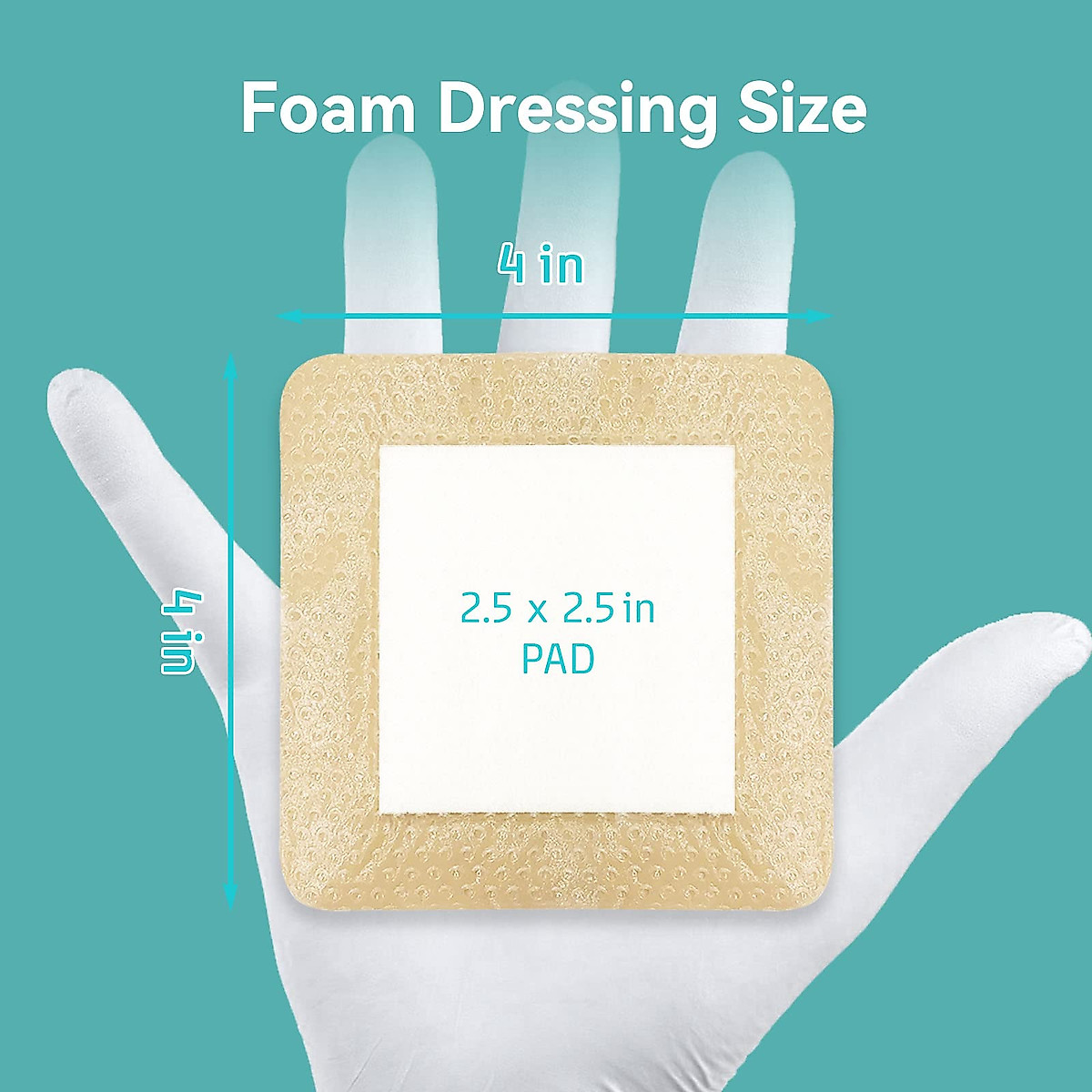 Conkote Silicone Foam Dressings 4'' X 4'', Gentle Adhesive Wound Dressing for Wound Care, Box of 10 Dressings