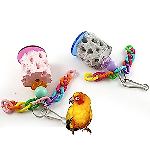 Hypeety Bird Chew Toy Calcium Teeth Grinding Chew Treats Toy for Hamster Bird Parrot African Grey Parakeets Cockatiels Conures Amazons Small Animal Cage Hanging 1pc Color Random