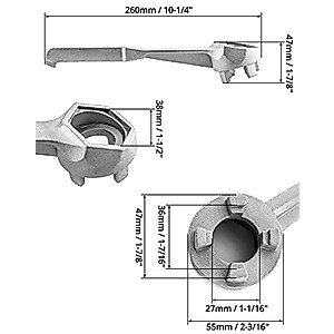 QWORK Drum Wrench, Aluminum Wrench Opener for 10 15 20 30 55 Gallon Barrels, 2" and 3/4" Bung Cap
