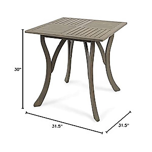 Christopher Knight Home Baia Outdoor Acacia Wood Square Dining Table, Gray
