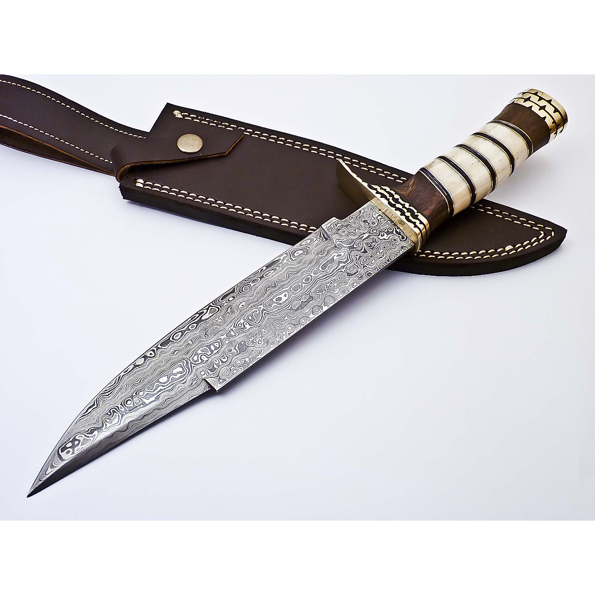 Custom Damascus Knife Hunting Knife | Best Outdoor Knife Camping Knife | Beautiful Burl Wood Handle