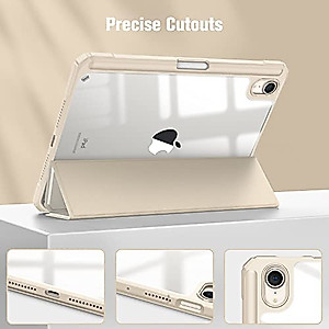 Fintie Hybrid Slim Case for iPad Mini 6 2021 (8.3 Inch) - [Built-in Pencil Holder] Shockproof Cover Clear Transparent Back Shell, Auto Wake/Sleep for iPad Mini 6th Generation, Starlight