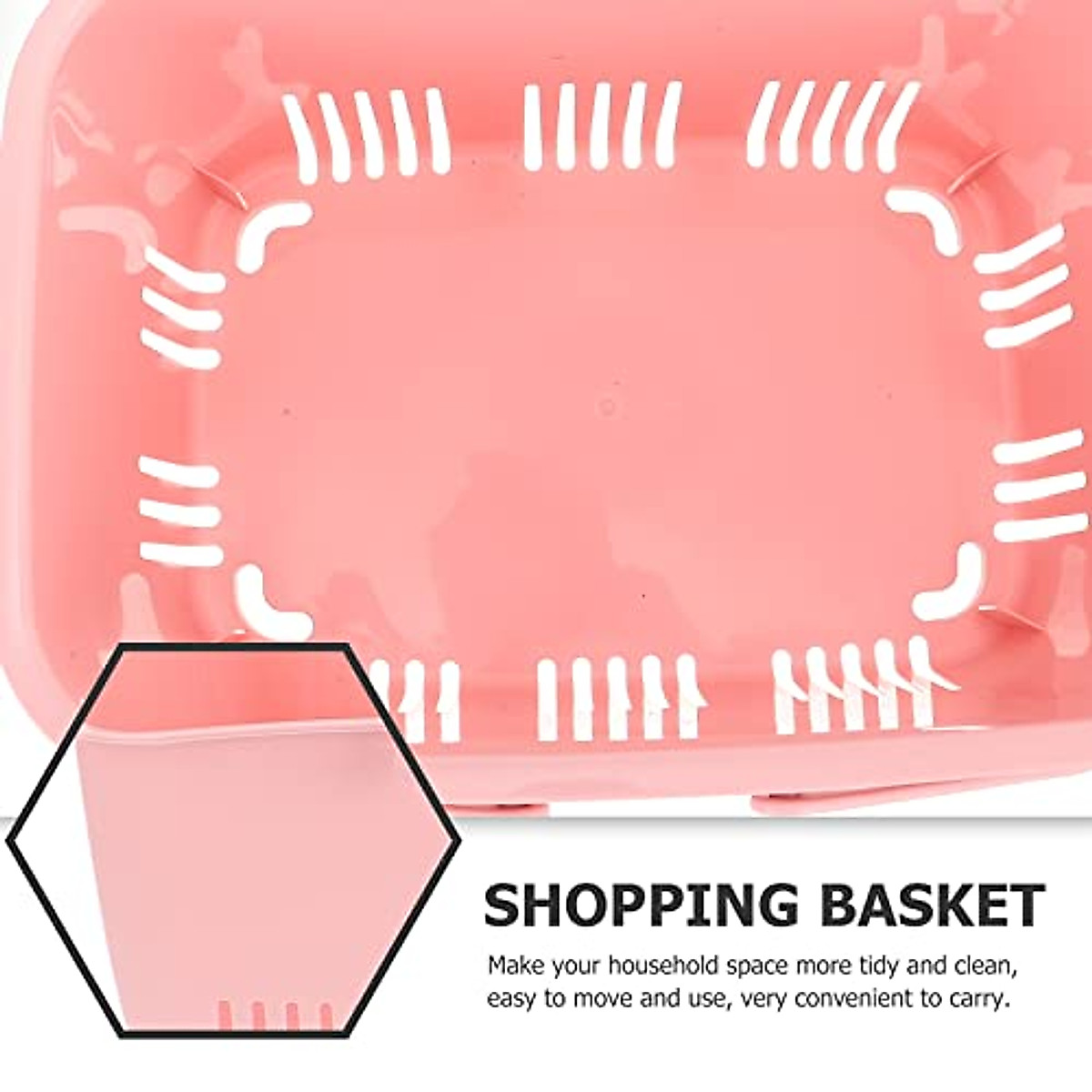 Plastic Shopping Baskets, Shower Basket Bin With Handles for Shower Closet Kitchen Gardening Bathroom Toys(Pink)