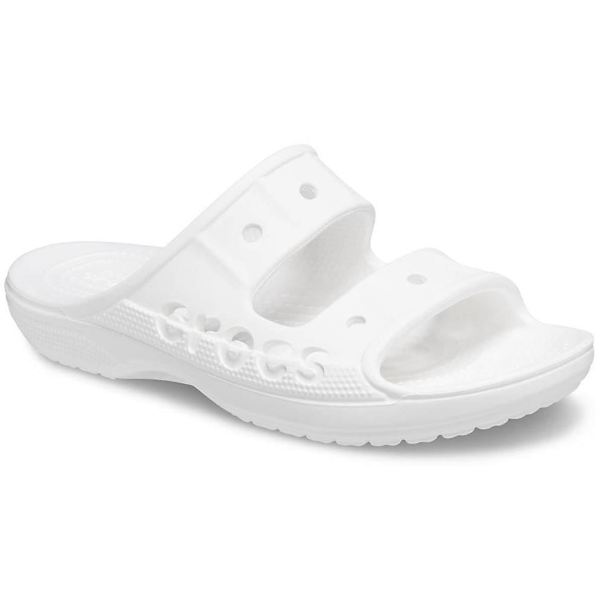 Crocs Unisex Men's and Women's Baya Two-Strap Slide Sandals, White, Numeric_13 US