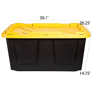 TeIdea 27Gal/108Qt 4 Pack Large Heavy-Duty Stackable Storage Plastic Bin Tote Container with Quick Snap Lid - Storage Tote With Handles/Snap Lid, 30-1/10" x 20-1/4" x 14-3/4", Black/Yellow