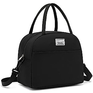 XQXA Lunch Bag Reusable Insulated Cooler Water Resistant Lunch Box Adult Tote Lunch Bag for Women /Men Work Picnic Beach or Travel-Black