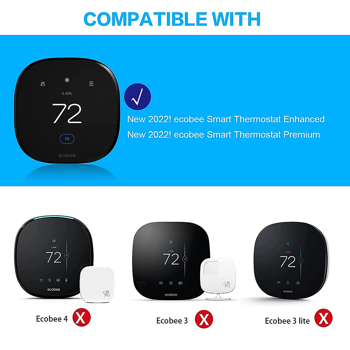 Wall Plate Bracket Protector Cover for NEW 2022 Ecobee Smart Thermostat Mount Kits Accessories