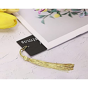 Penta Angel Bookmark with Tassel 20pcs Blank Kraft Paper Cardstock Bookmarks Gift Tags and 20pcs Random Color Handmade Tassels for Earring Key Chain Jewelry Making and Craft DIY (Black, 5.5x2inch)