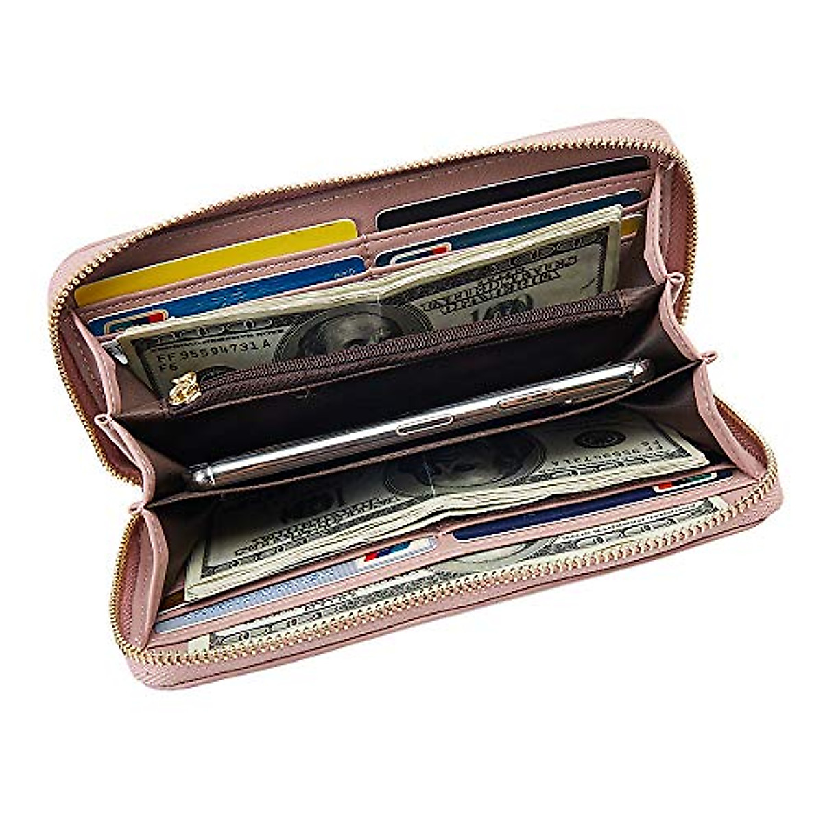 CYANB Women Wallets Tassel Bifold Ladies Cluth Wristlet Wrist strap Long Purse