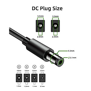 15V 3A Power Supply Adapter Charger Switching Converter Adapter, (Input AC 100V-240V, Output DC 15 Volt 3 Amp 45 Watt), Round Barrel Plug 5.5mm x 2.1mm & 2.5mm Tip Center Positive - 3.3ft Long Cord